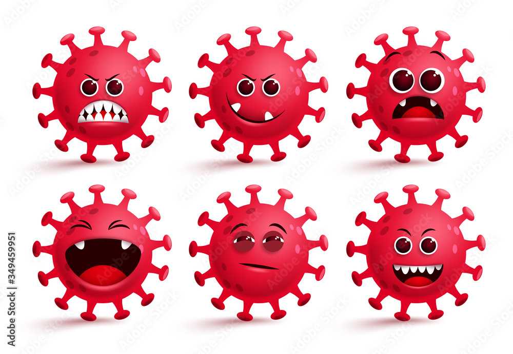 Coronavirus covid-19 emoji vector set. Covid19 ncov virus smileys emoji ...