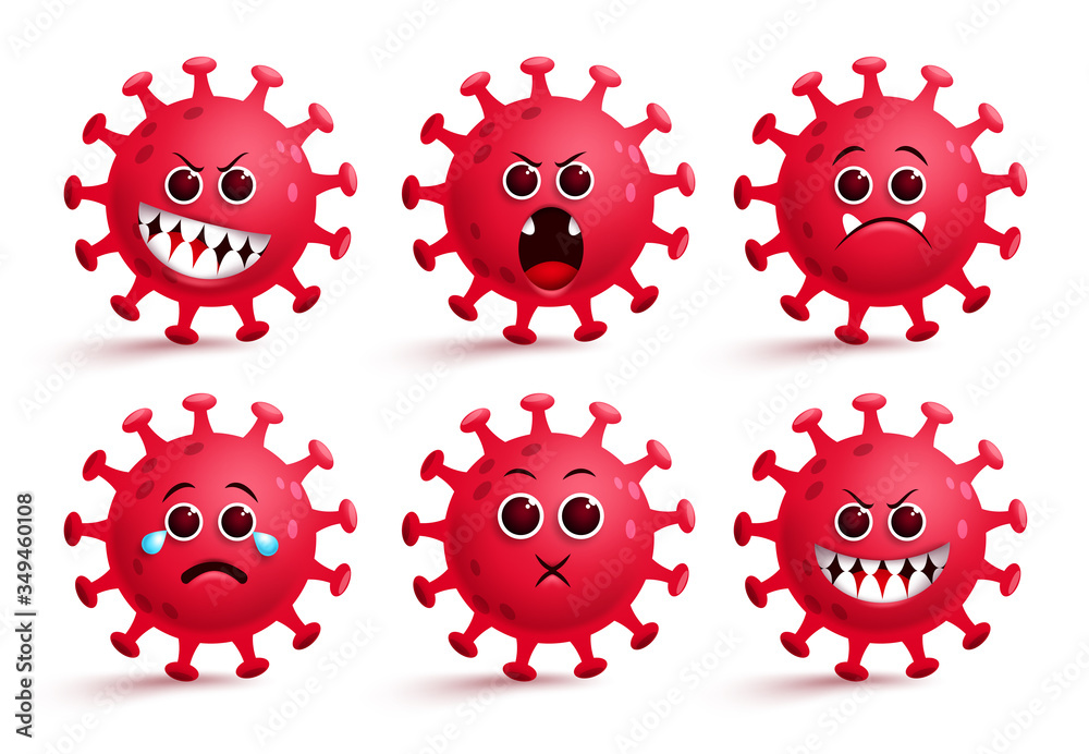 Covid-19 coronavirus emoji vector set. Covid-19 corona virus smileys ...