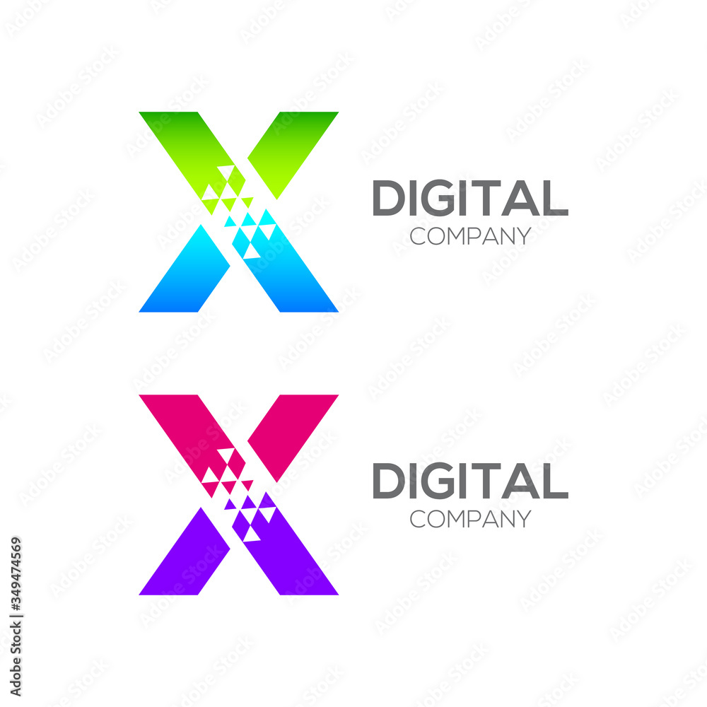 Abstract Letter X Pixel logo with Triangle Shape, Arrow Fly Forward ...