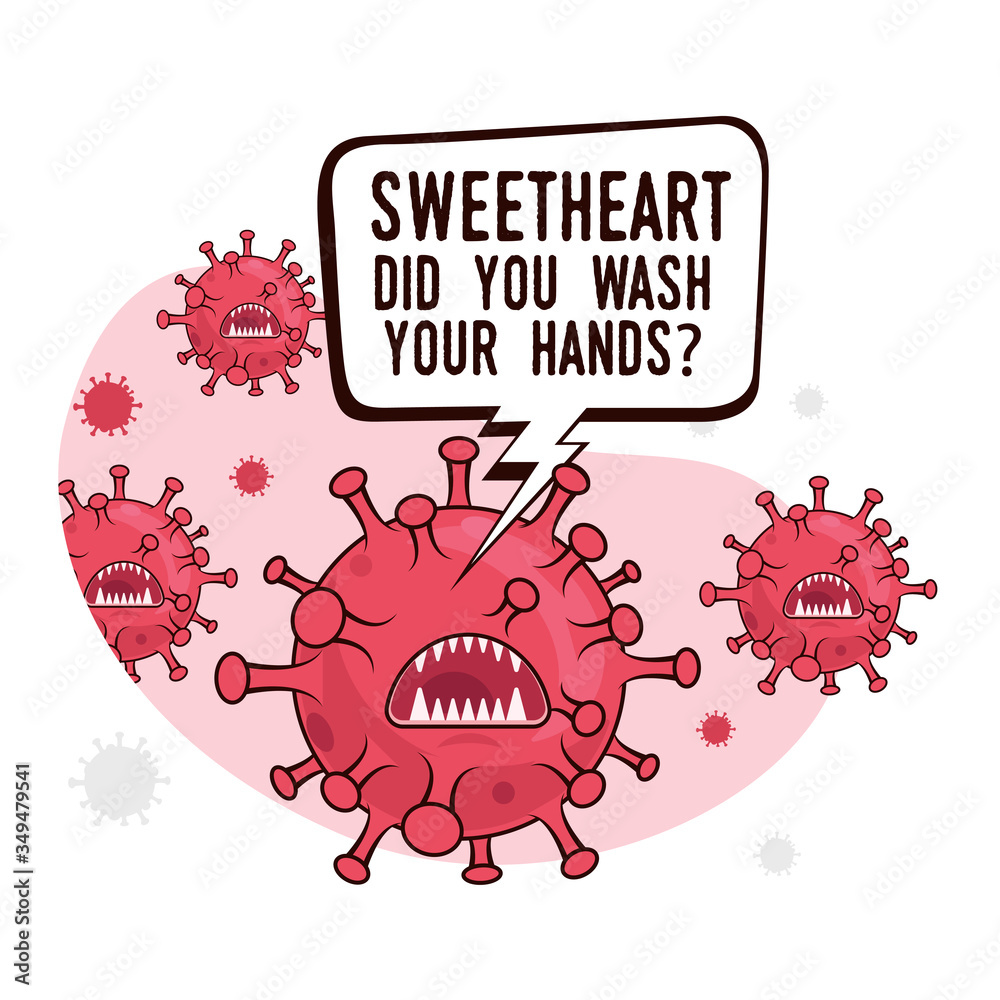 Sarcastic motivation poster about hand washing with group of covid-19 ...