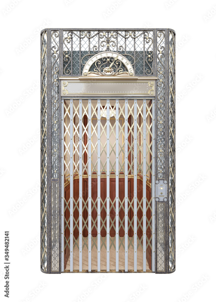 3d model of a vintage elevator isolated on a white background. View of ...