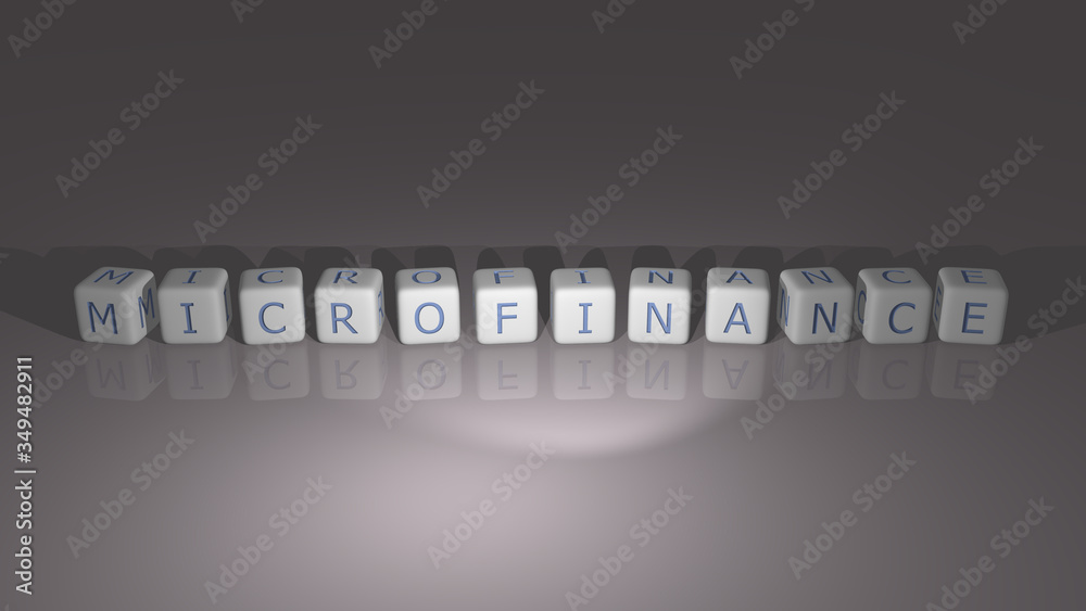 MICROFINANCE built by dice letters and color crossing for the related ...