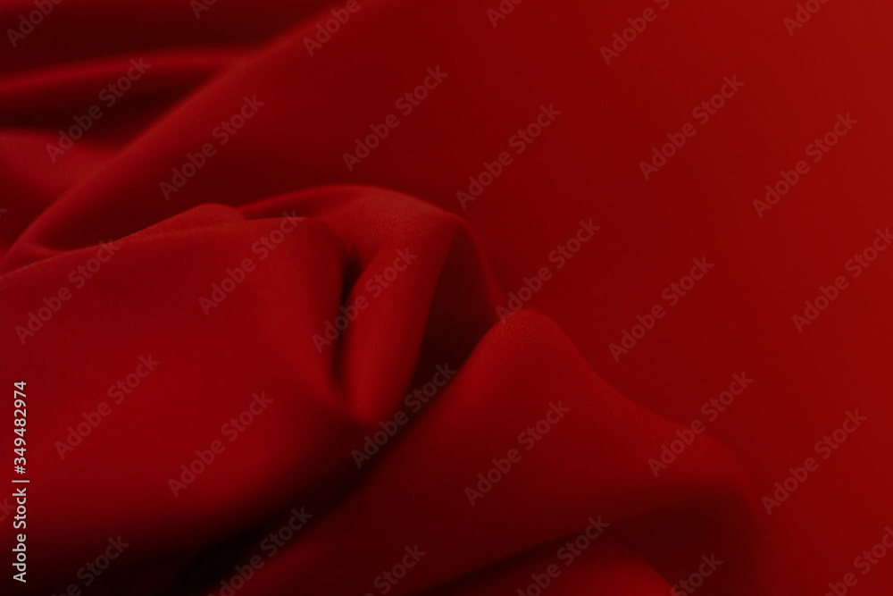 Red cloth, texture textile material close up, blur background. Layout ...