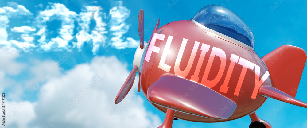 Fluidity helps achieve a goal - pictured as word Fluidity in clouds, to ...