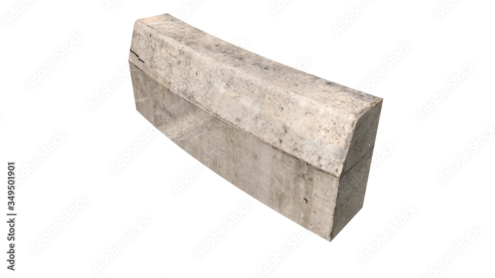 Rounded concrete curb with a radius of 3 m Illustration in 3D - 2 Stock ...