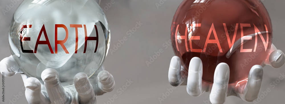 heaven and earth in a balanced life - pictured as words heaven,earth in ...