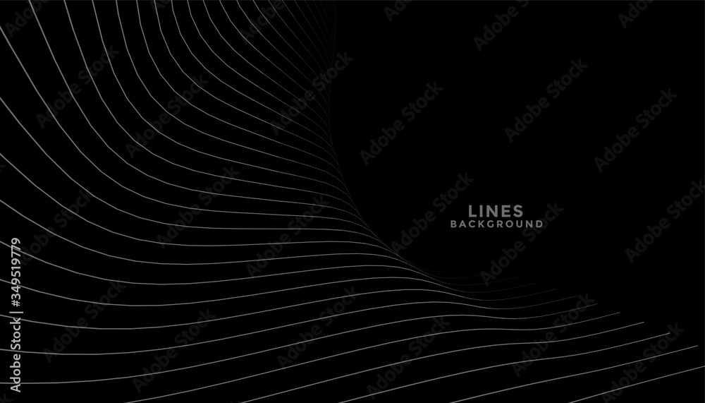 black background with flowing curve lines design Stock Vector | Adobe Stock