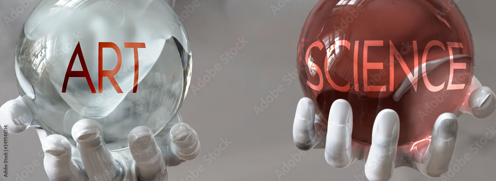 science and art in a balanced life - pictured as words science,art in ...