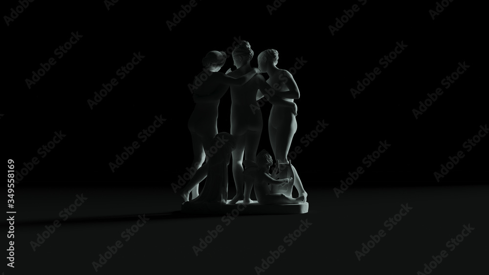 The Three Graces Sculpture Back View 3d illustration 3d render Stock ...