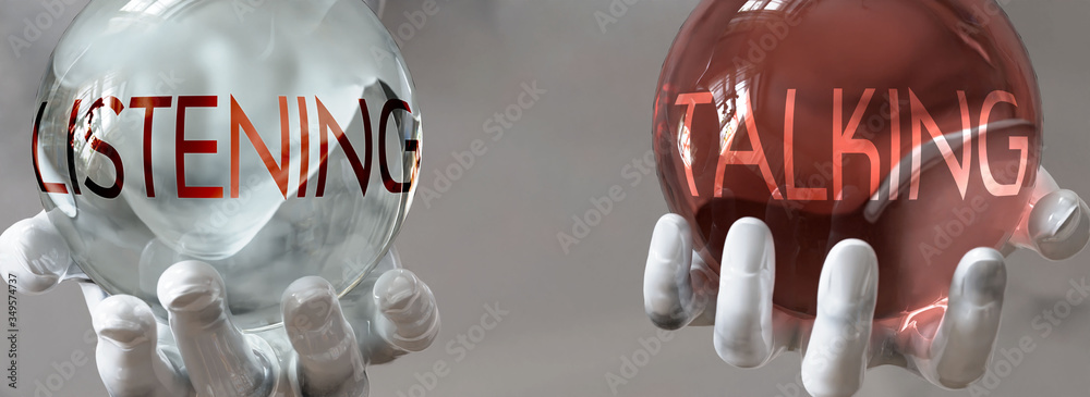 talking and listening in a balanced life - pictured as words talking ...