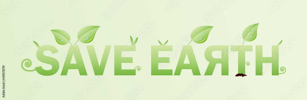save earth symbol and text with leaf design ecology Stock Vector ...