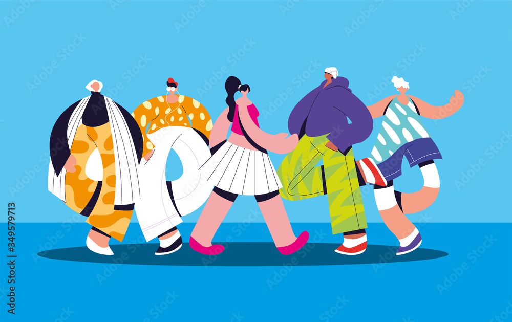 group of people standing in different poses Stock Vector | Adobe Stock