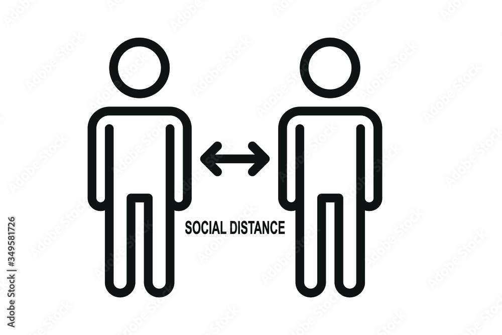 social distance icon. corona virus prevention icon vector isolate. Keep ...