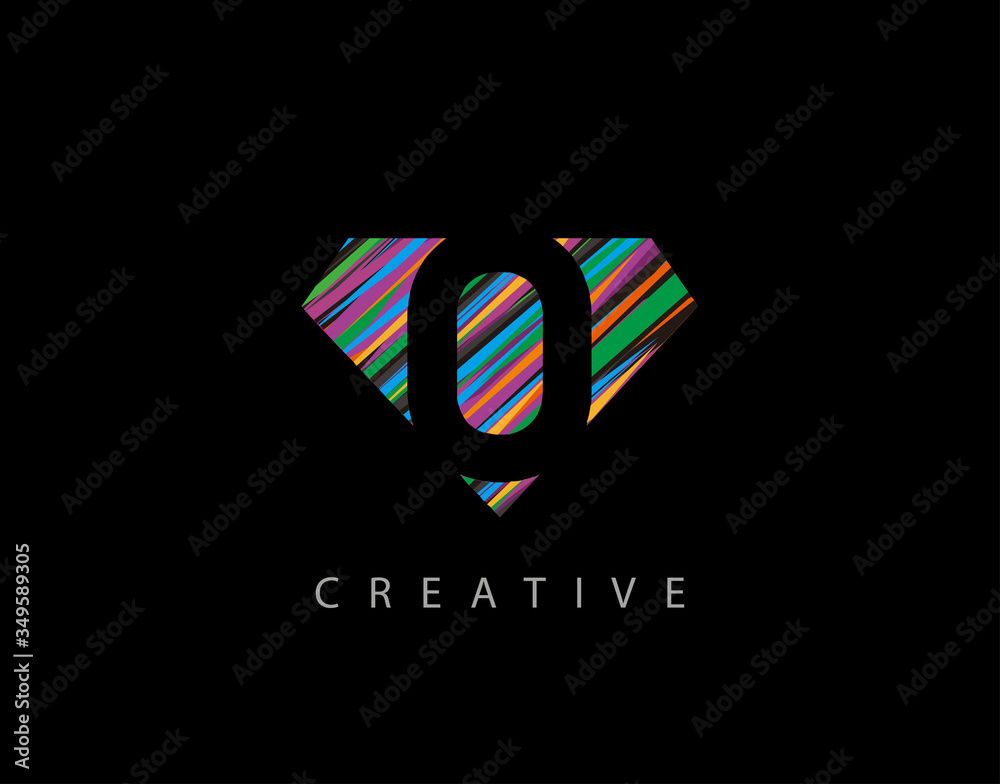 Letter O Abstract Diamond Logo. Creative O letter design with colorful ...