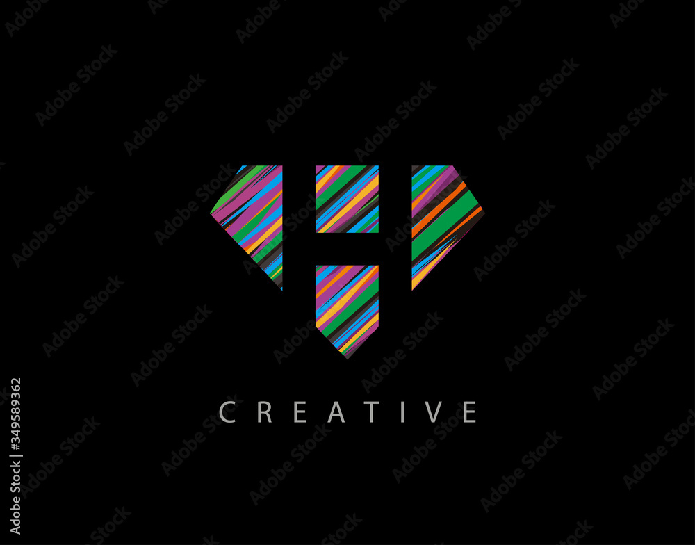 Letter H Abstract Diamond Logo. Creative H letter design with colorful ...
