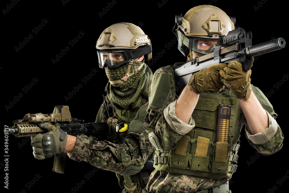 Male in uniform of Tactical Units of Police with submachine gun P90 ...