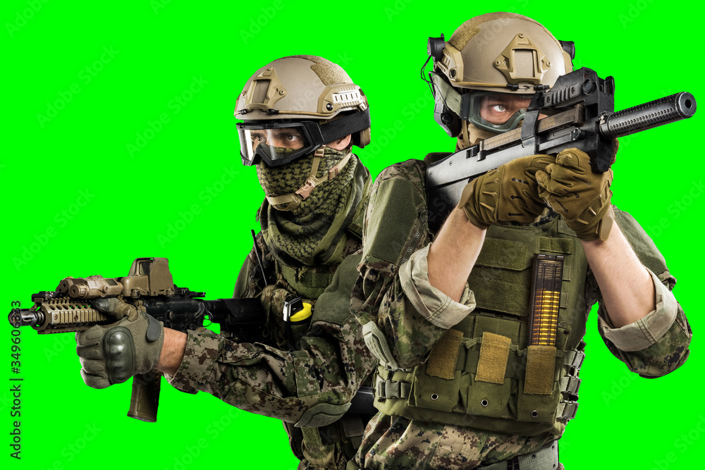 Male in uniform of Tactical Units of Police with submachine gun P90 ...