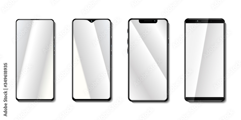 Smartphone mock up, collection isolated on white background, with ...