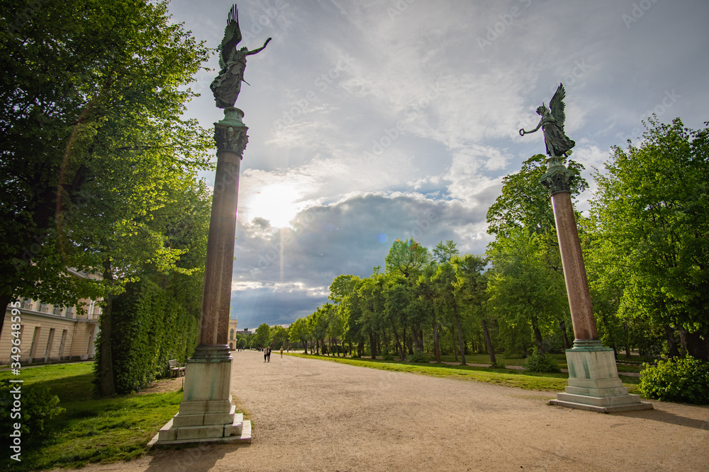 Beautiful Angel Statues at Schlosspark in Berlin at seperated sky in ...
