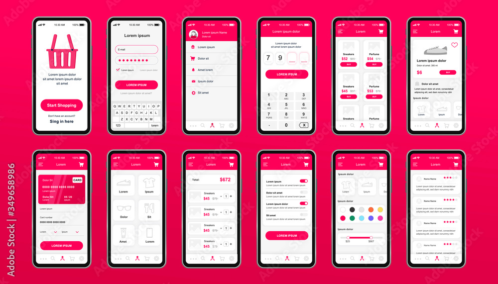 Online shopping unique design kit for mobile app. Shopping platform ...