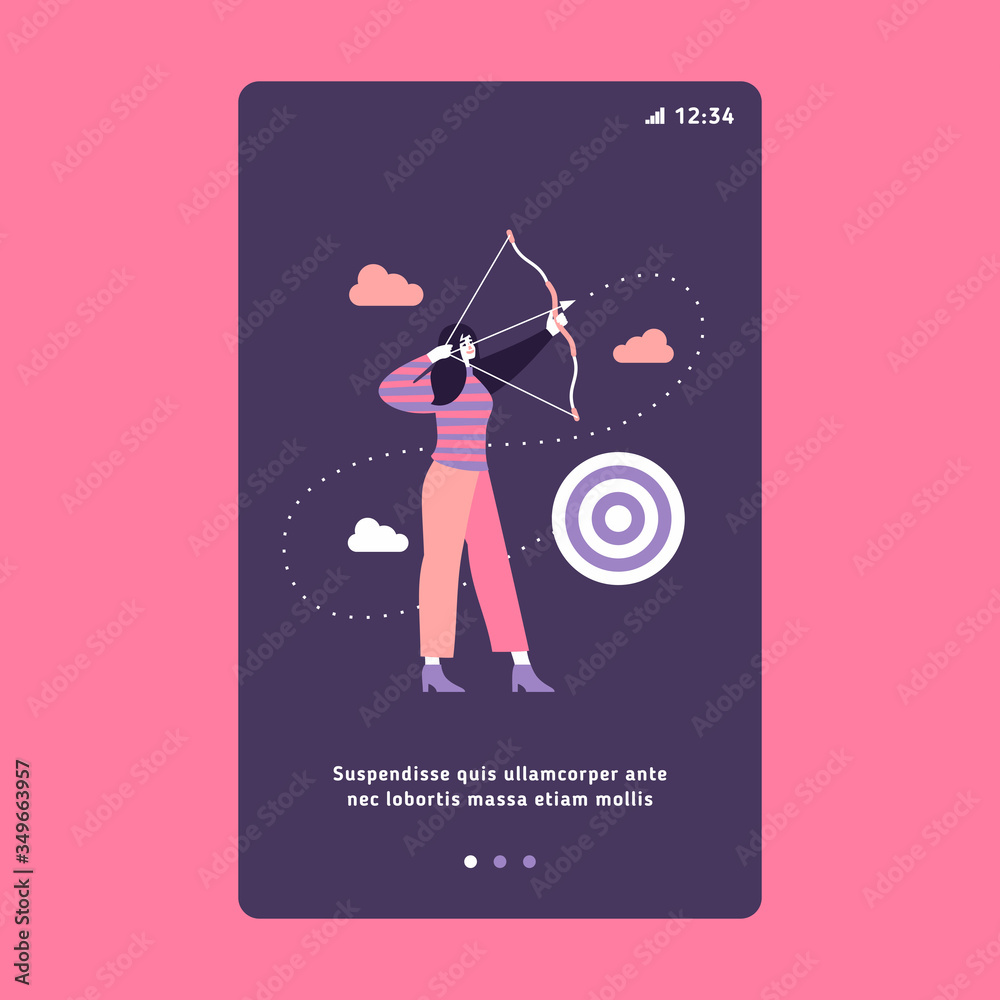 Mobile Ui Ux Gui Template App Interface Wireframe Mobile Slider Design Template Woman Aiming
