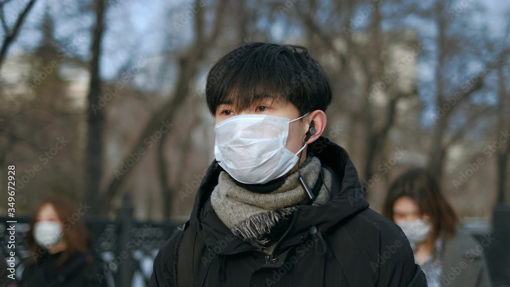 Corona Virus Flu Asia. Wearing Respiratory protection Face Masks Korea ...
