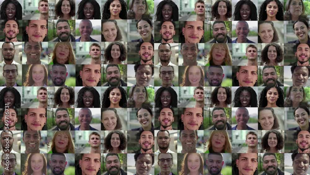 Happy diverse African American, Latin, Caucasian citizens of different ...