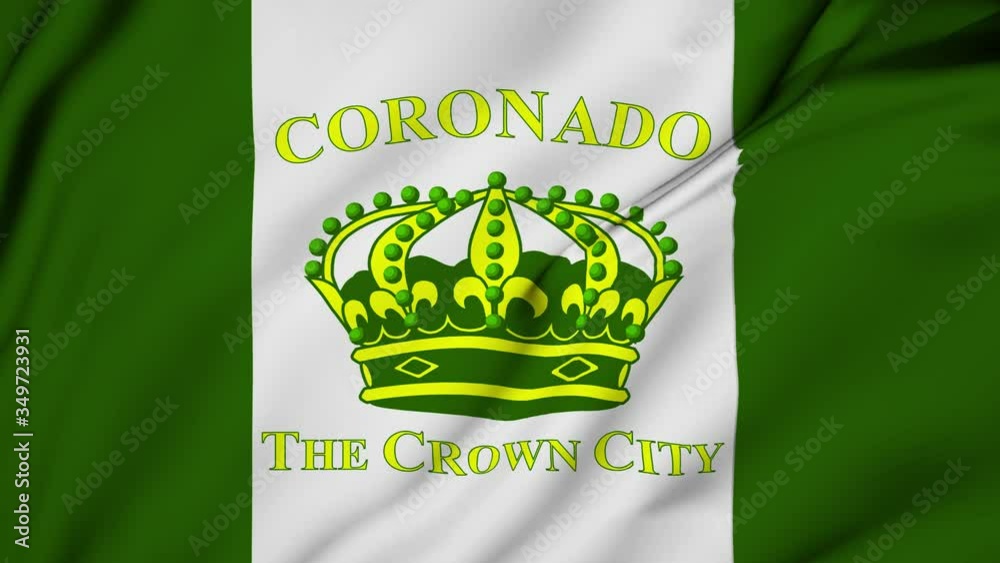 Coronado city of California flag is waving 3D animation. Coronado of ...