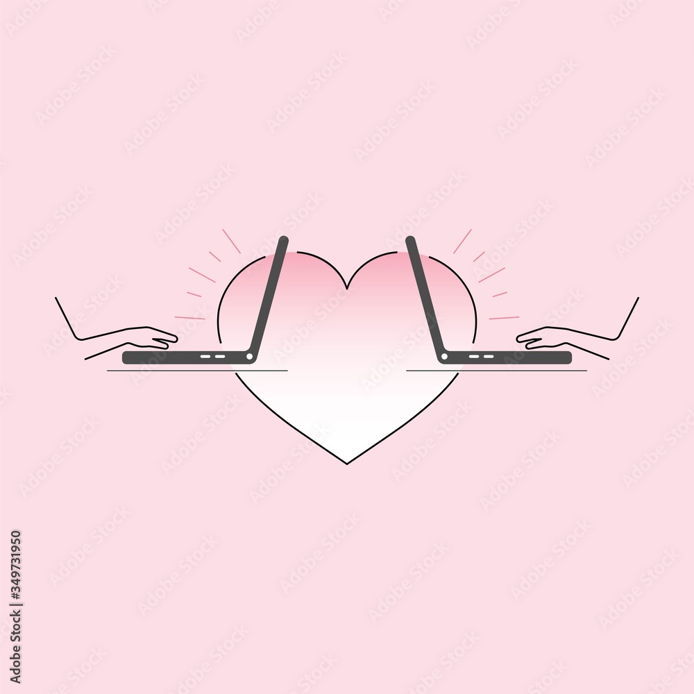 Long distance relationship. Vector illustration outline flat design ...