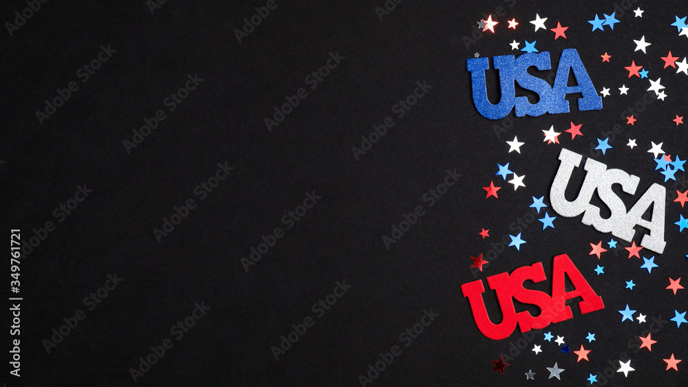 Happy Independence Day USA concept. USA signs and blue red white ...