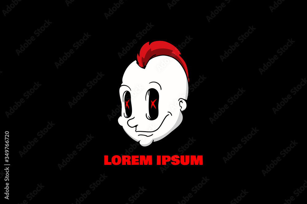 Boy with mohawk cartoon character vector logo Stock Vector | Adobe Stock