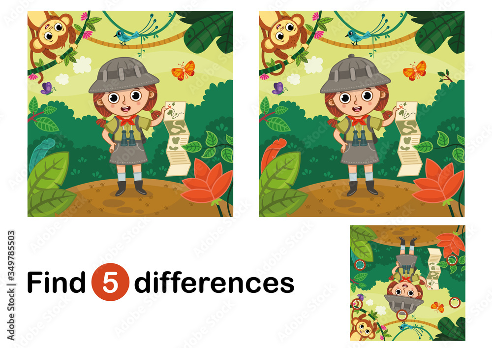 Find 5 differences education game for children. Vector illustration ...