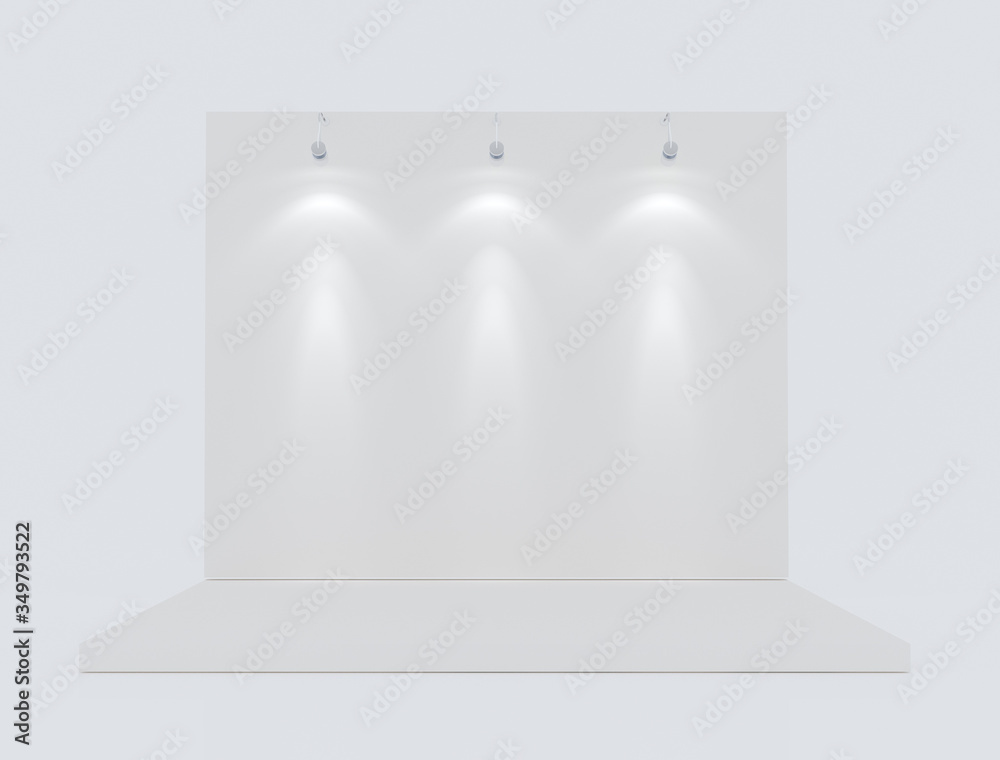 The white wall has 3 lights. For exhibitions Located on the floor 10 cm ...