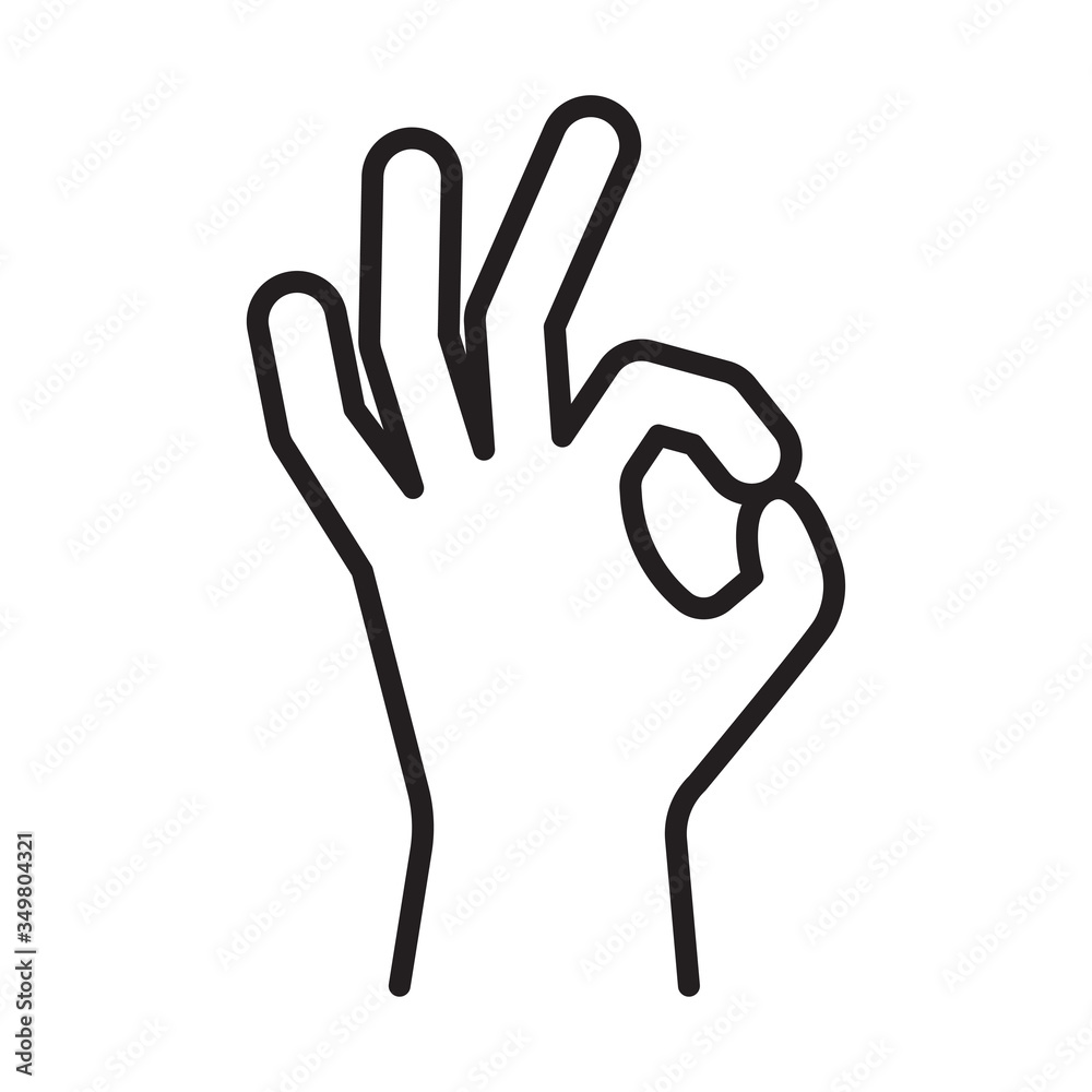 Ok icon, human hand gesture okay symbol Stock Vector | Adobe Stock