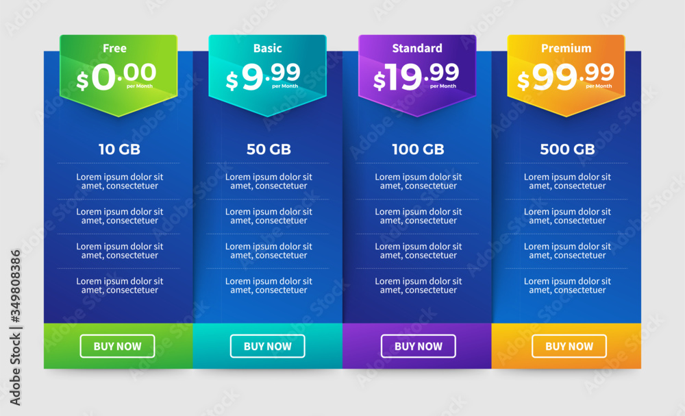 Template Design UX/UI price list. User interface panel product price ...