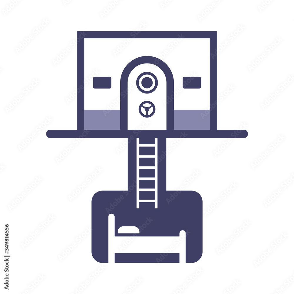 concrete bunker icon in case of nuclear war. flat vector illustration ...