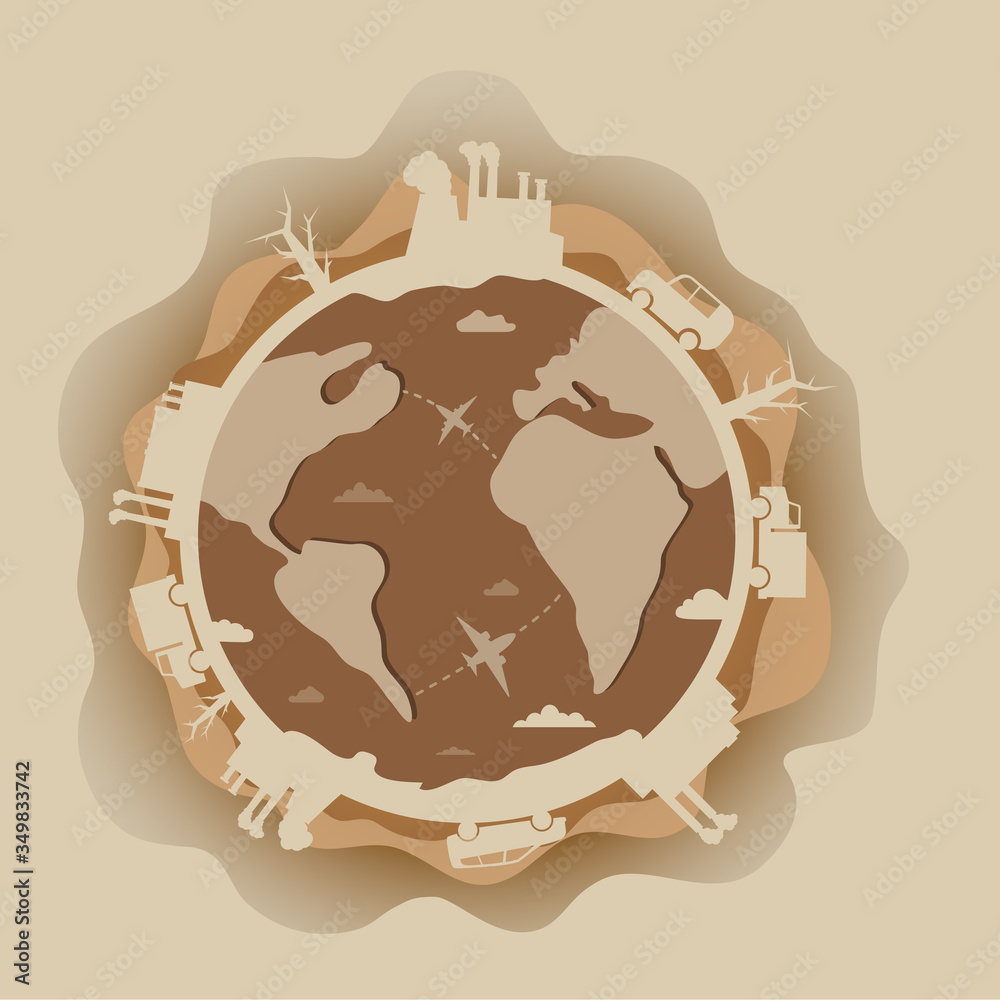 Planet air pollution.Dirty production.Trash and smoke factory.Poisoned ...