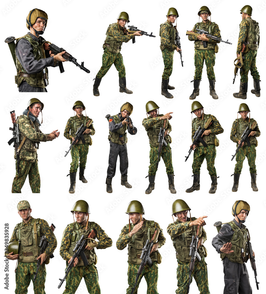 Collage of male in uniform conforms to Russian army special forces ...