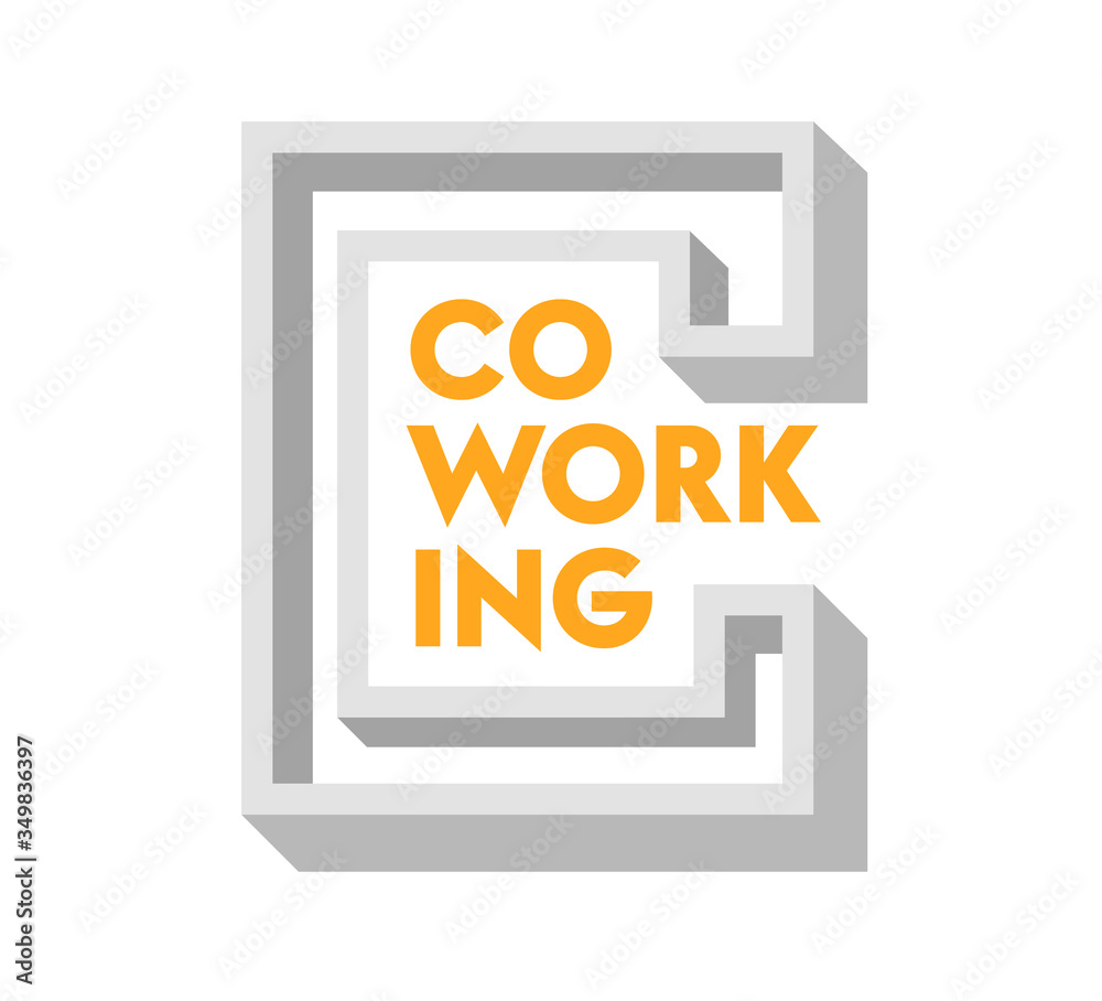 Coworking Creative Banner, Icon or Badge with Typography inside of ...