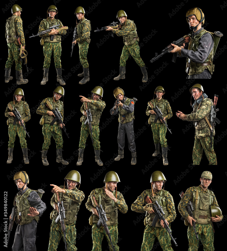 Collage of male in uniform conforms to Russian army special forces ...