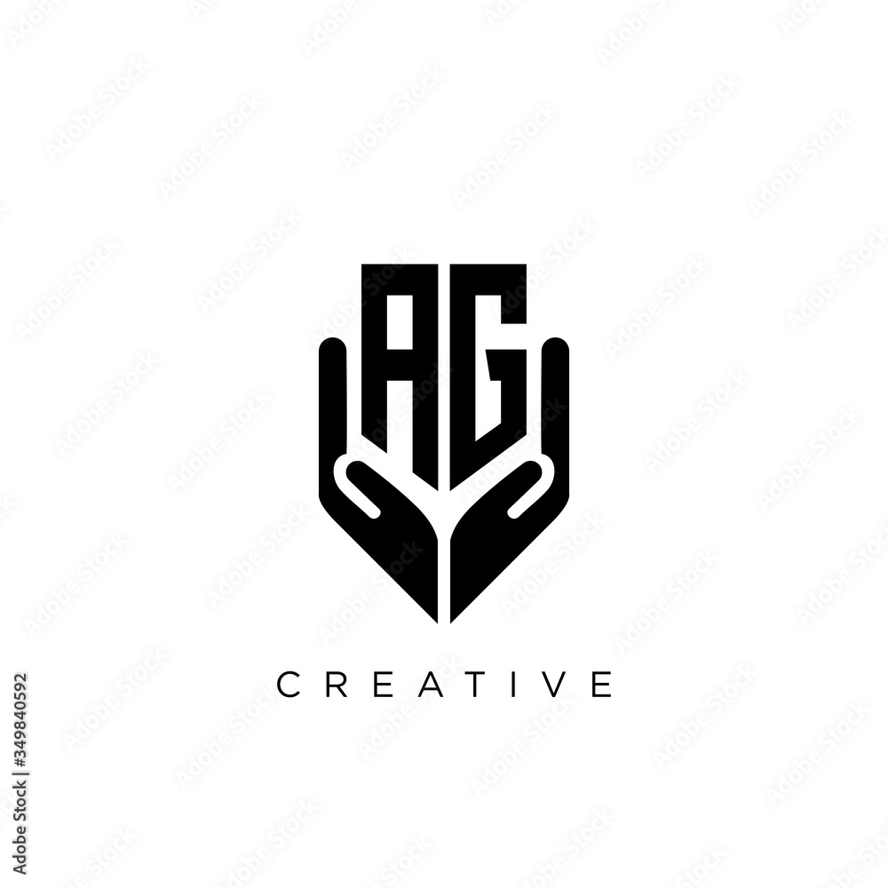 ag shield hand logo design vector icon symbol Stock Vector | Adobe Stock