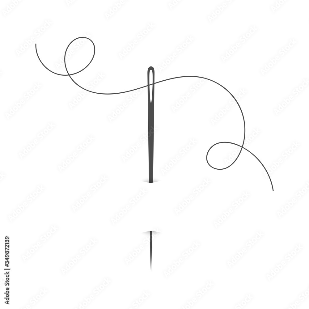 Needle and thread silhouette icon vector illustration. Tailor logo with ...