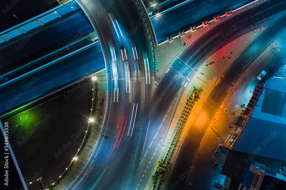 Rush hour traffic on a city roads. Modern metropolis with intersection ...