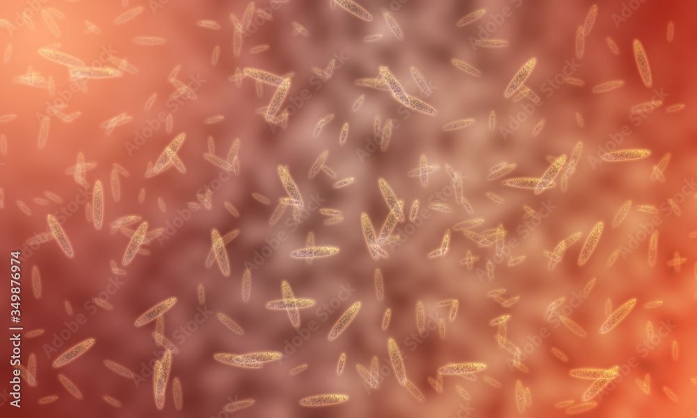 Bacteria of Tetanus Disease in the bloodstream under a microscope 3D ...