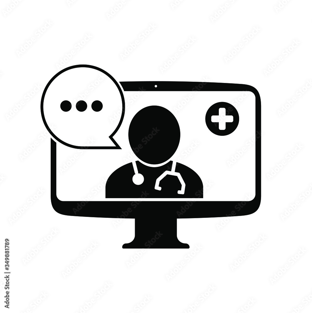 online doctor icon on white background Stock Vector | Adobe Stock