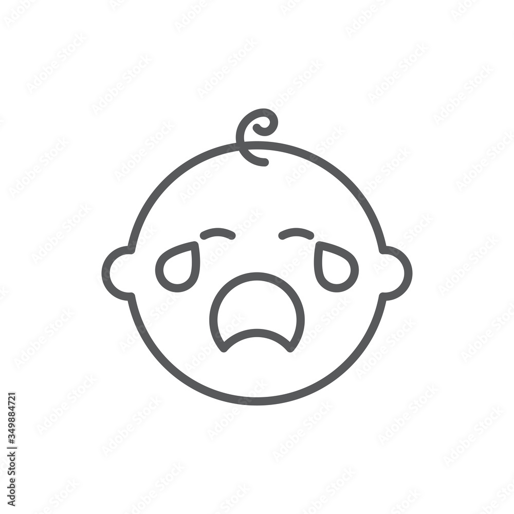 Crying baby vector icon symbol isolated on white background Stock ...