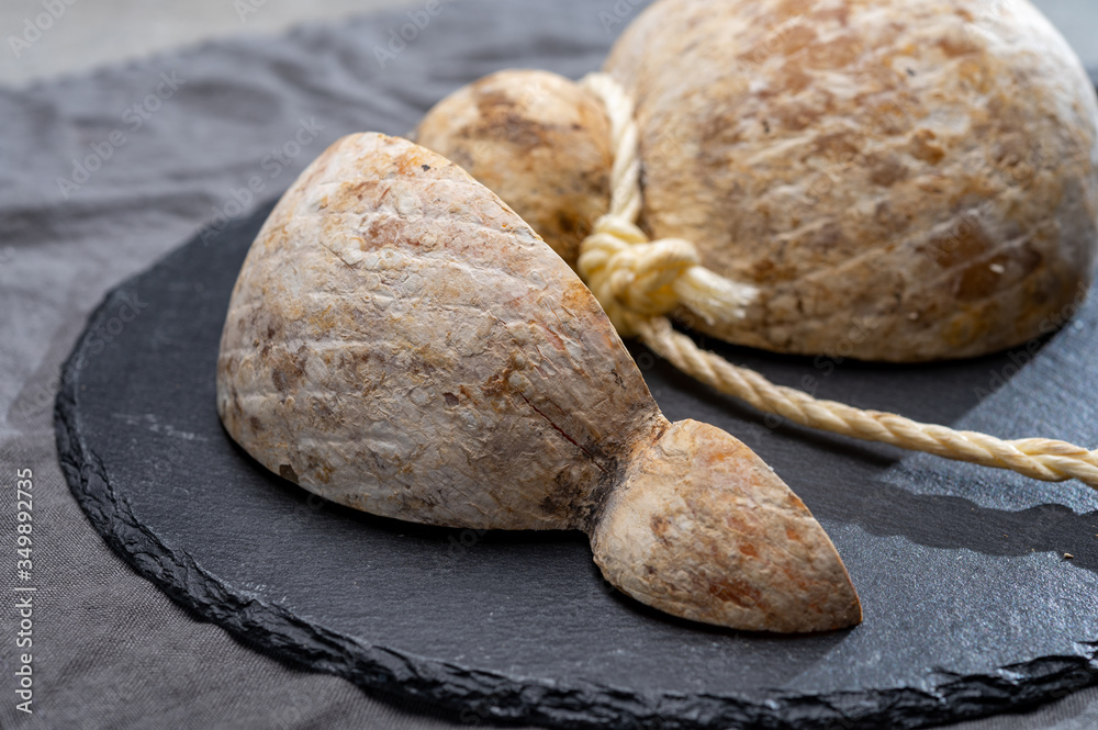 Italian semi hard matured caciocavallo cheese, handmade and aged in ...