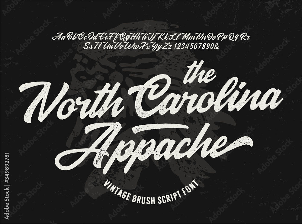 "The North Carolina. Appache" Original Brush Script Font. Retro ...