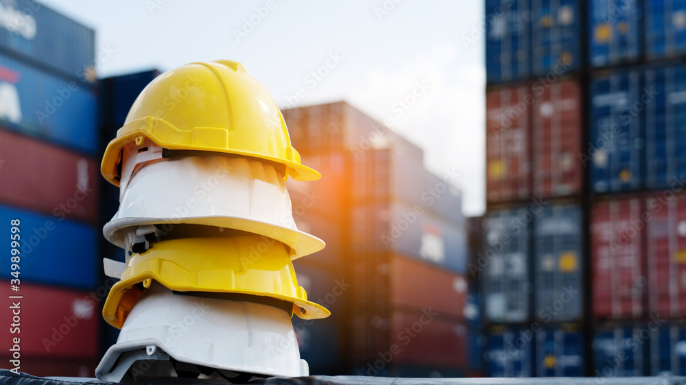 Multicolored Safety Construction Worker Hats. Teamwork of the ...