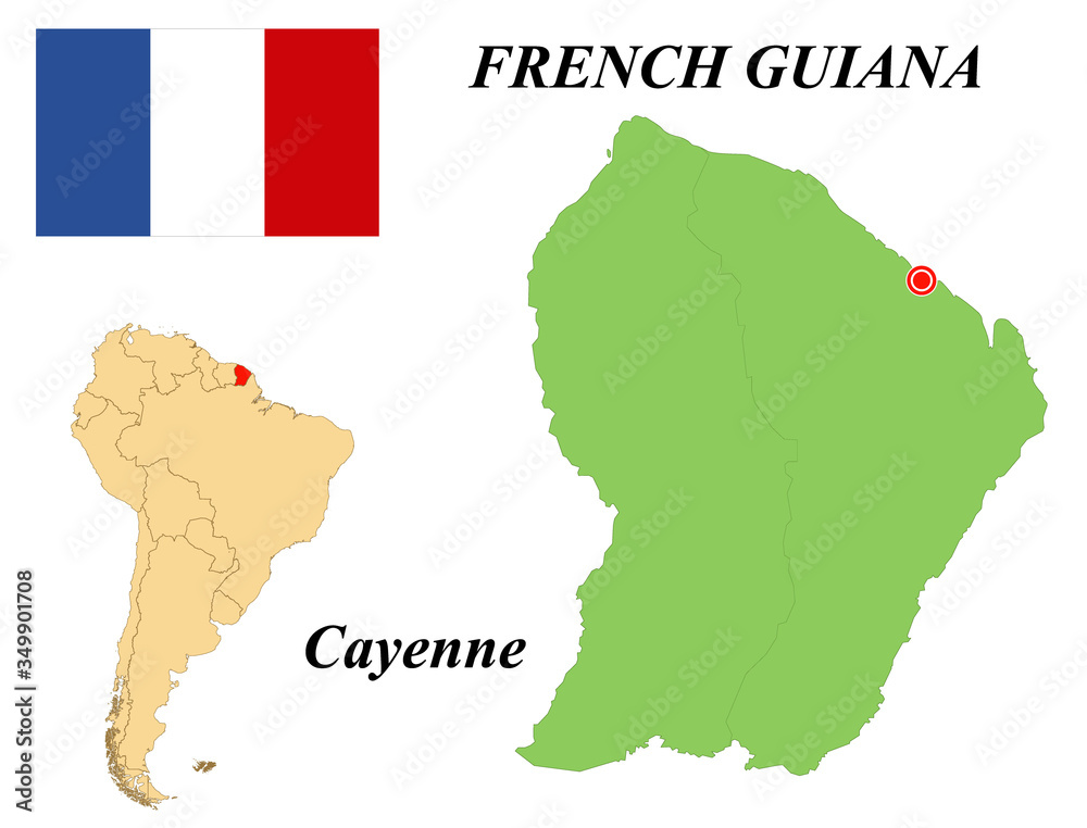 Dependent territory of French Guiana. The Capital Is Cayenne. Flag Of ...